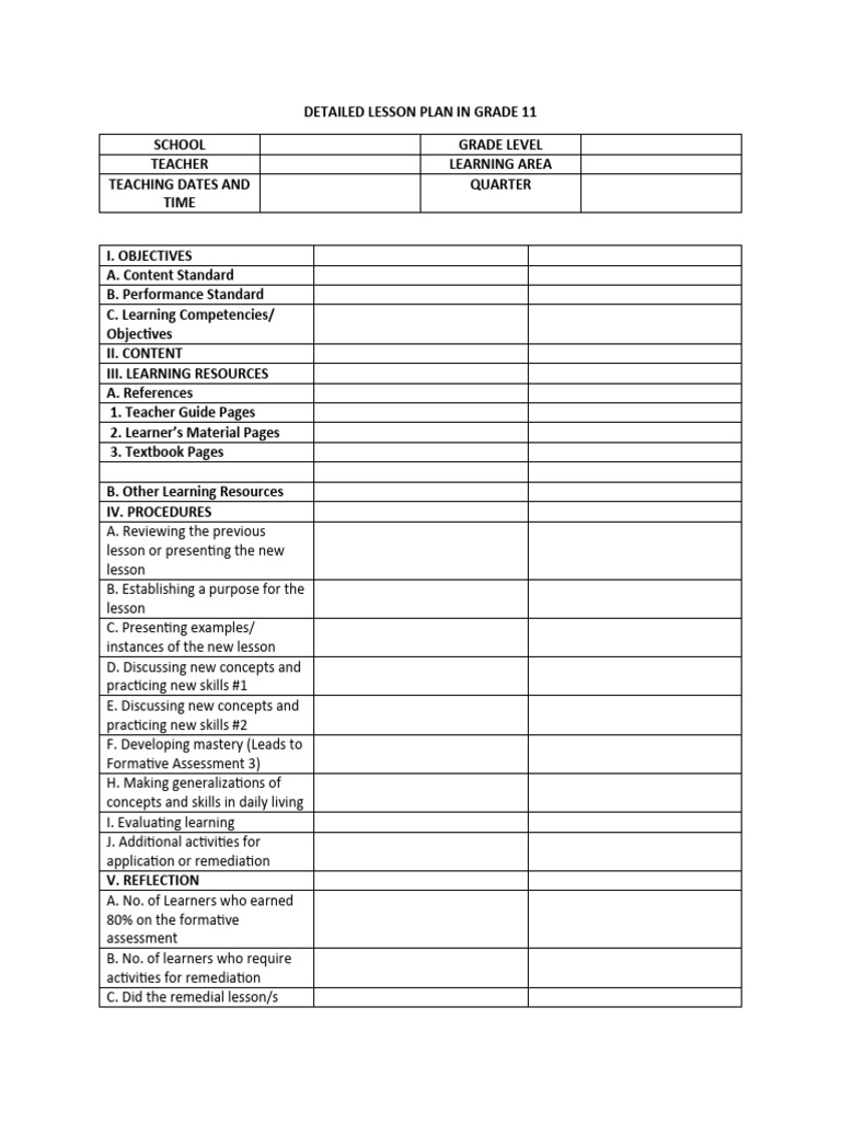 Detailed Lesson Plan in Grade 11 | PDF