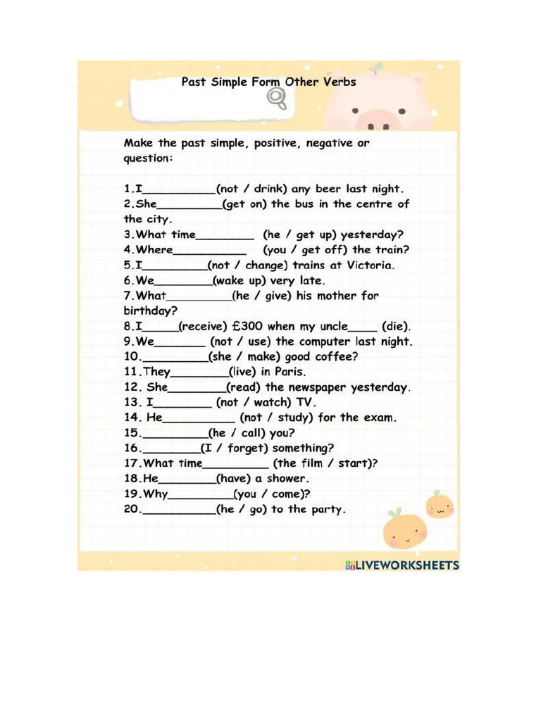 Ejercicios Del Pasado Simple | PDF