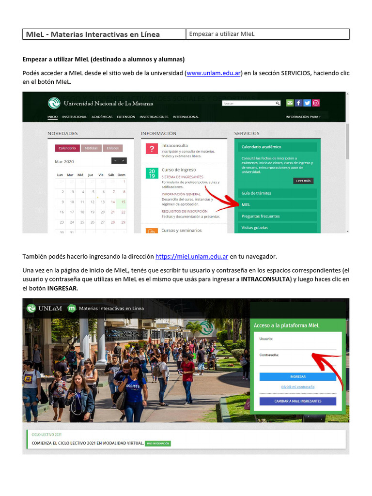 Guía para Usar MIeL en UNLaM | PDF | Contraseña | Software