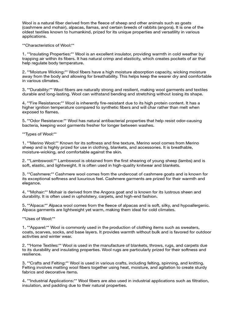 Wool Paper | PDF | Wool | Animal Hair Products