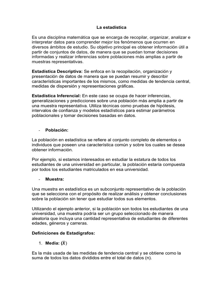 CONCEPTOS BÁSICOS DE LA ESTADÍSTICA | PDF | Estadísticas | Muestreo (Estadísticas)