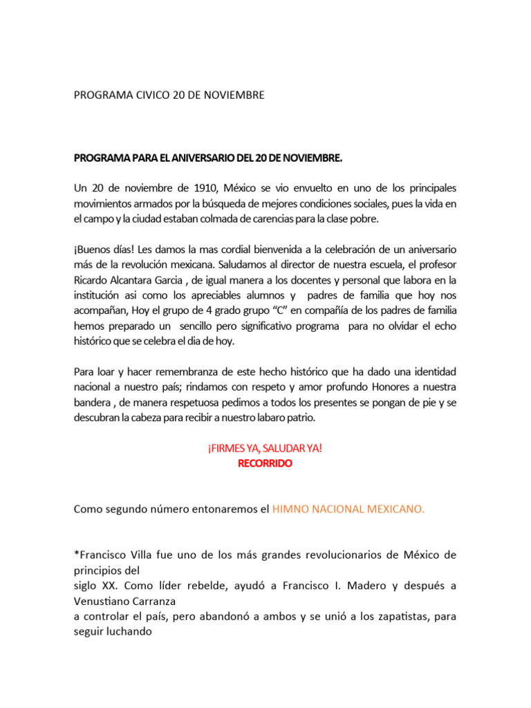 Programa Civico 20 de Noviembre | PDF | revolución mejicana | México