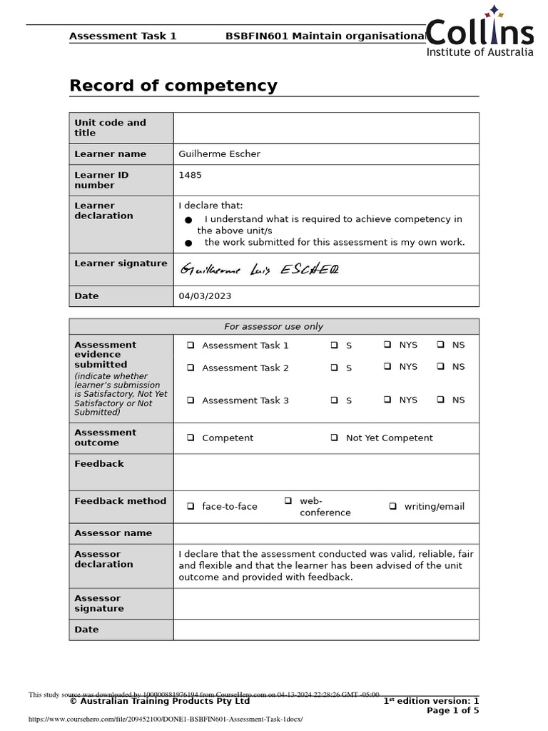 DONE1 BSBFIN601 Assessment Task 1 | PDF | Economies | Business