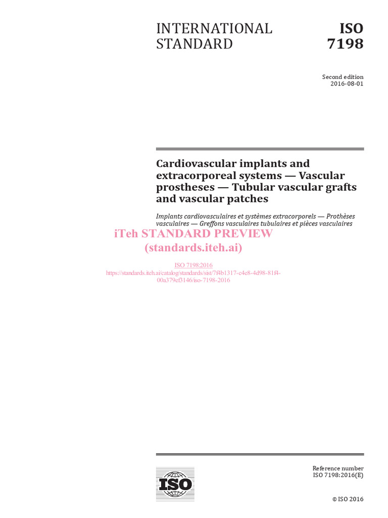 Iso 7198 2016 | PDF | Aorta | International Organization For Standardization
