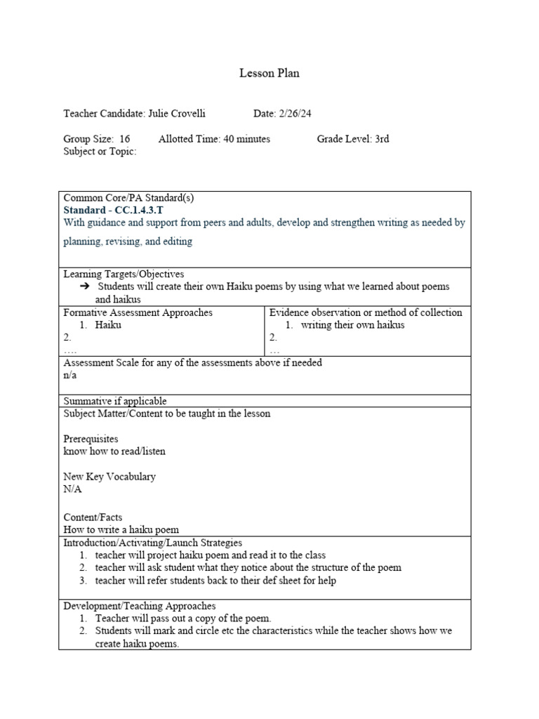 Unit Lesson 4 | PDF | Pedagogy | Education Theory