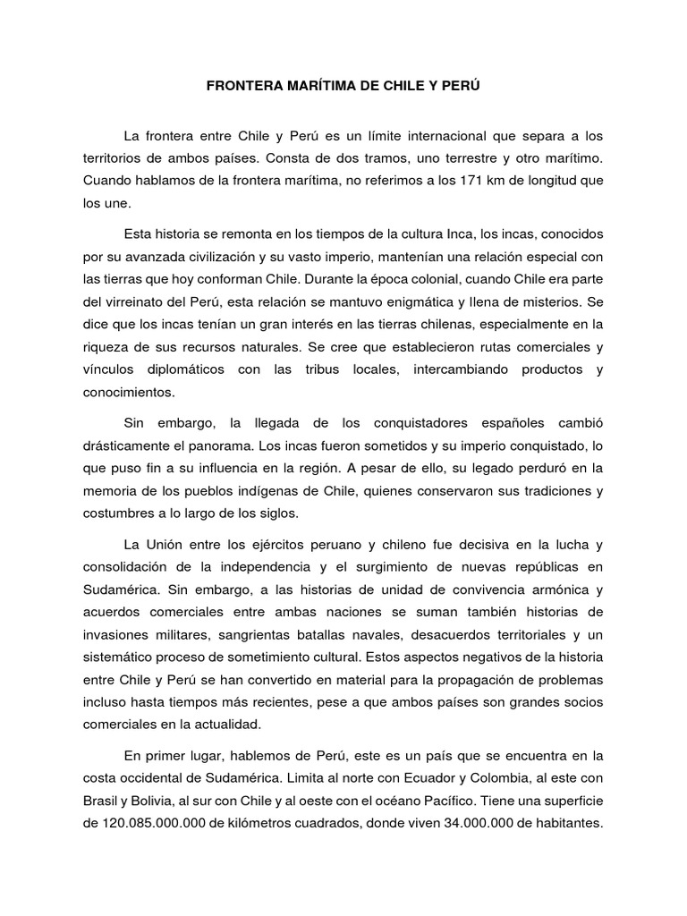 FRONTERA MARITIMA DE CHILE Y PERU | PDF | Perú | Chile