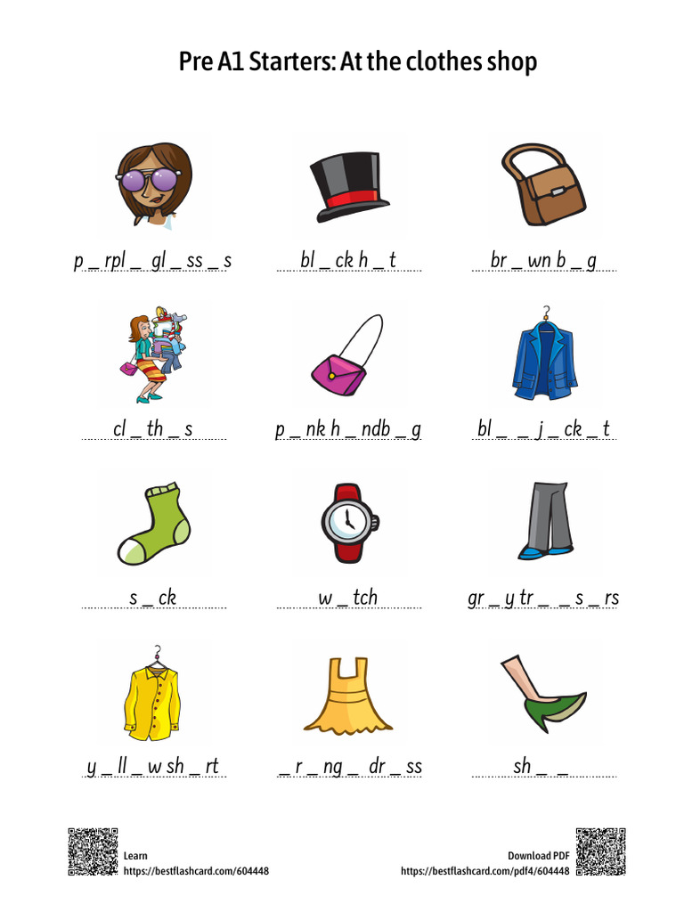 Pre A1 Starters: Clothes Vocabulary | PDF | Career & Growth