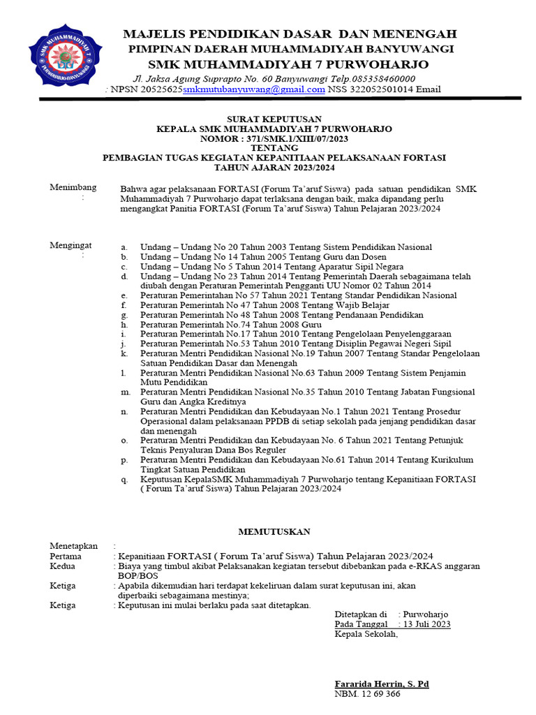 SK Fortasi 2023 | PDF