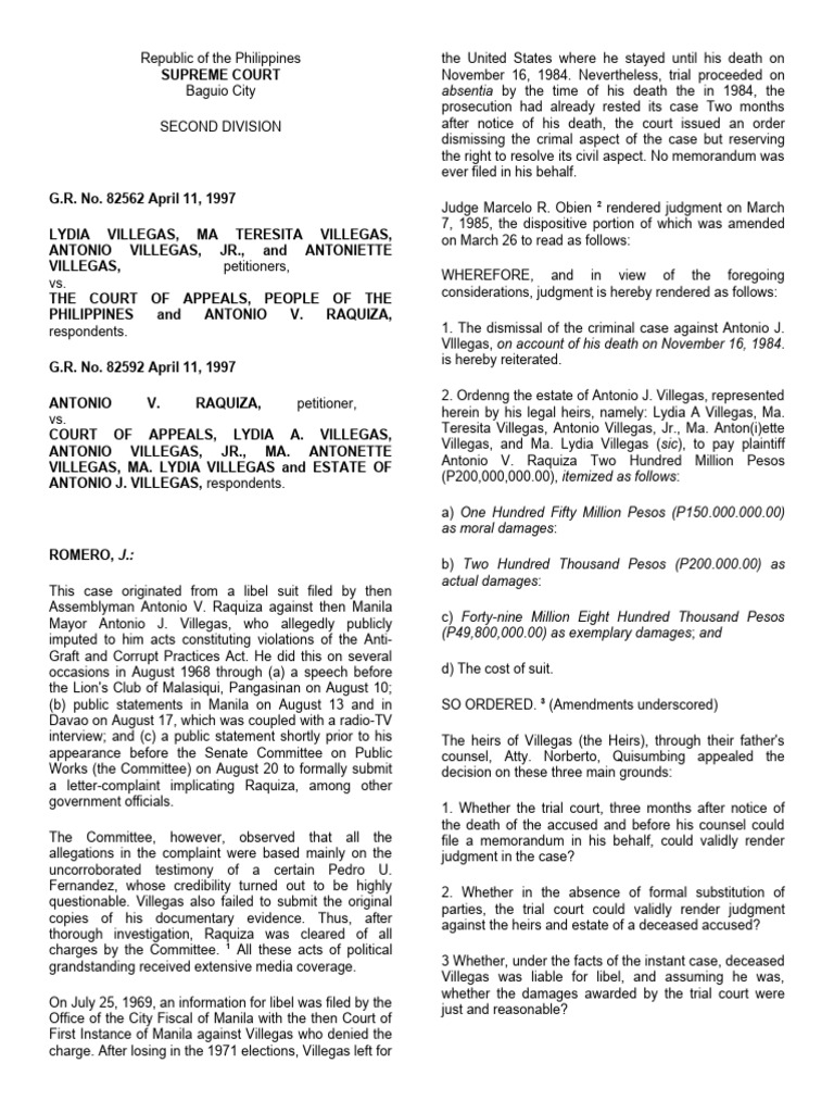 Villegas, Et Al. vs. CA, Et. Al | PDF | Lawsuit | Statute Of Limitations