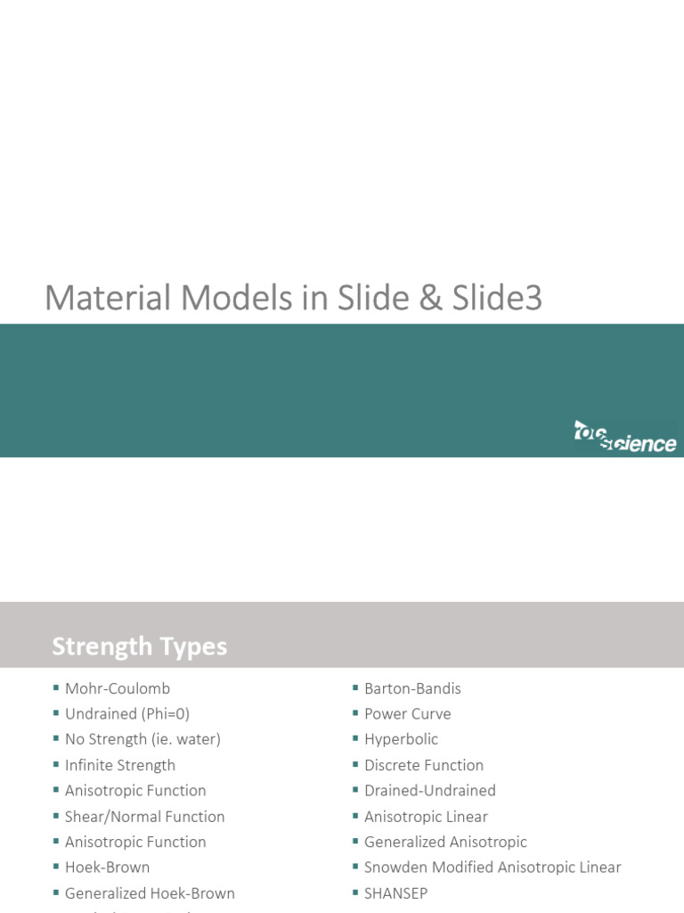 Material Models in Slide & Slide3 Overview | PDF | Anisotropy | Chemistry