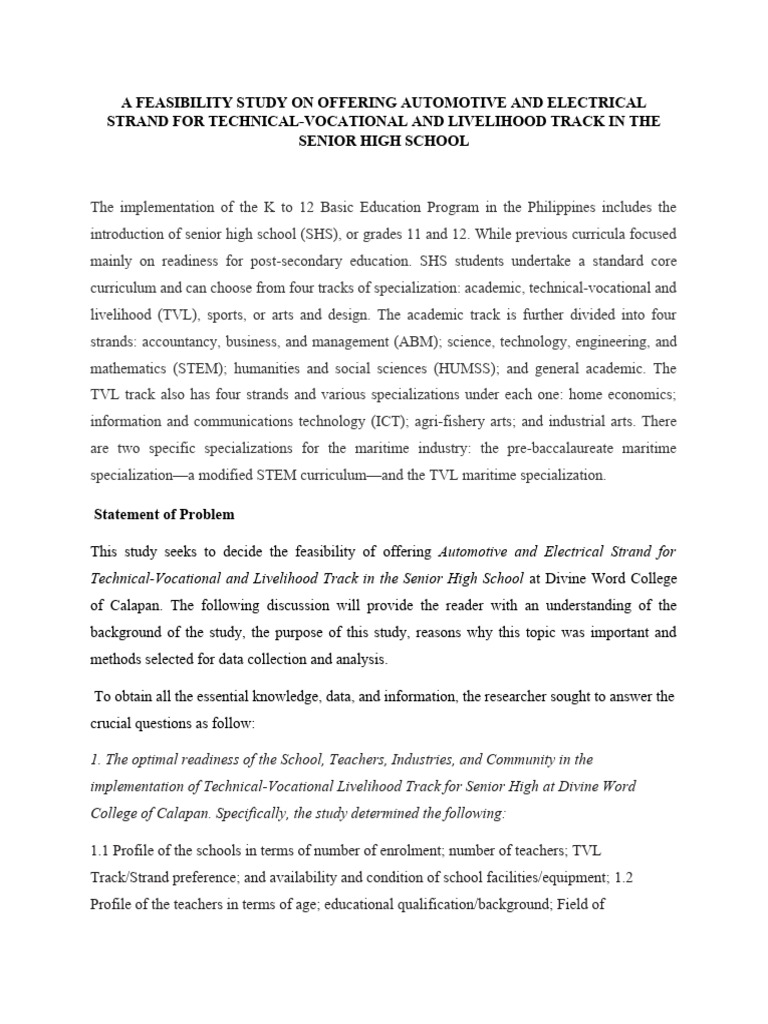 A Feasibility Study On Offering Automotive and Electrical Strand For ...