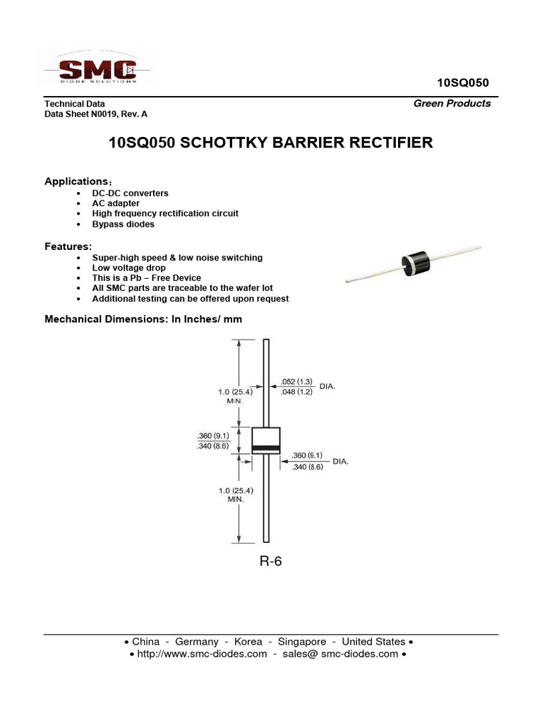 10SQ050 N0019 Rev.a | Download Free PDF | Rectifier | Electrical Components