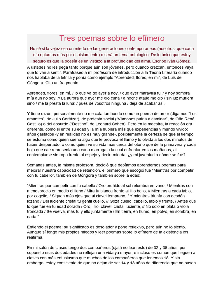 Poemas Del Efímero Iluso | PDF