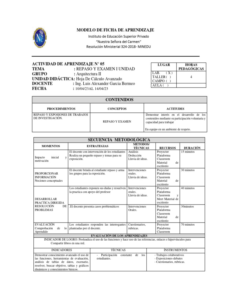 FICHA DE APRENDIZAJE - Hoja de Cálculo Avanzado | Descargar gratis PDF ... FICHA DE APRENDIZAJE - Hoja de Cálculo Avanzado | Descargar gratis PDF ...