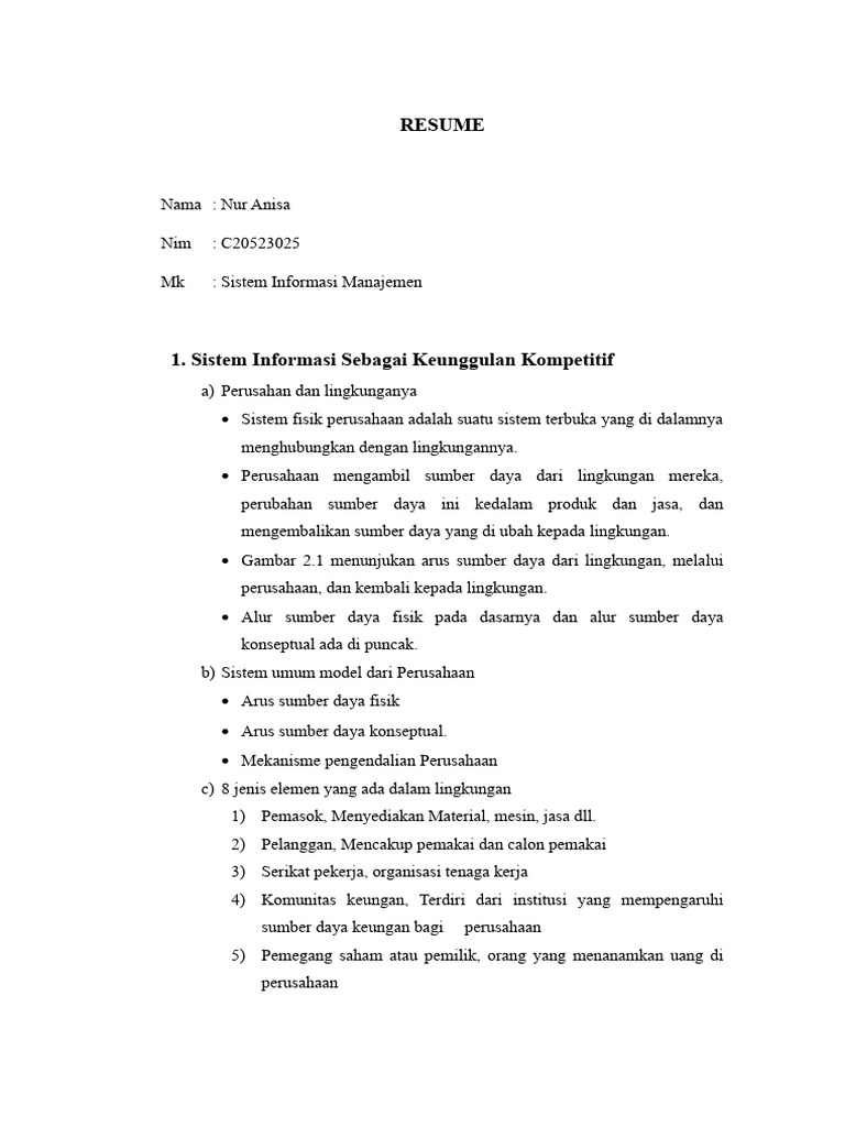 Resume Nur Isa | PDF | Bisnis