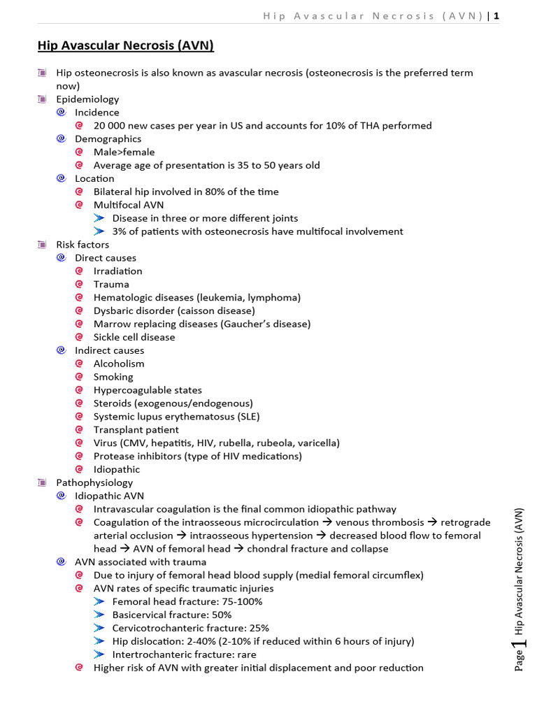 Hip Avascular Necrosis (AVN) | PDF | Hip | Clinical Medicine