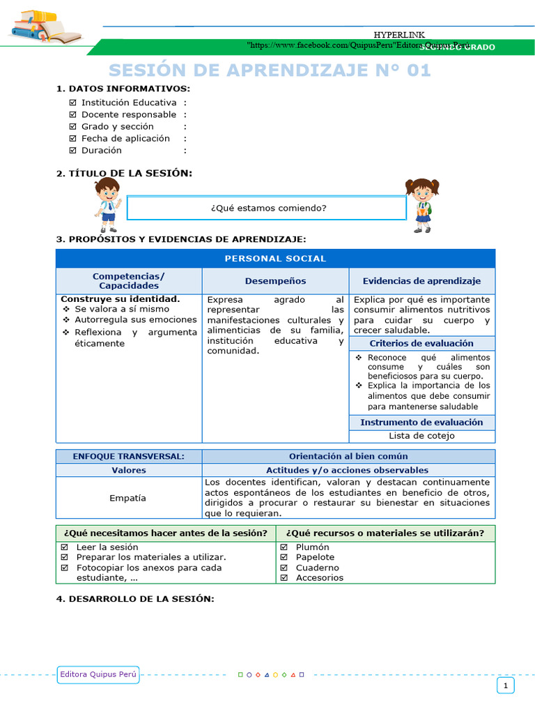Sesiones de Aprendizaje - EDA IX Semana 1 - Editora Quipus Perú | PDF | Evaluación | Aprendizaje