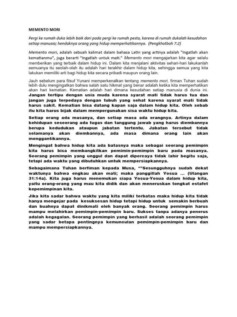 04 - Memento Mori | PDF | Filsafat | Pengembangan Diri