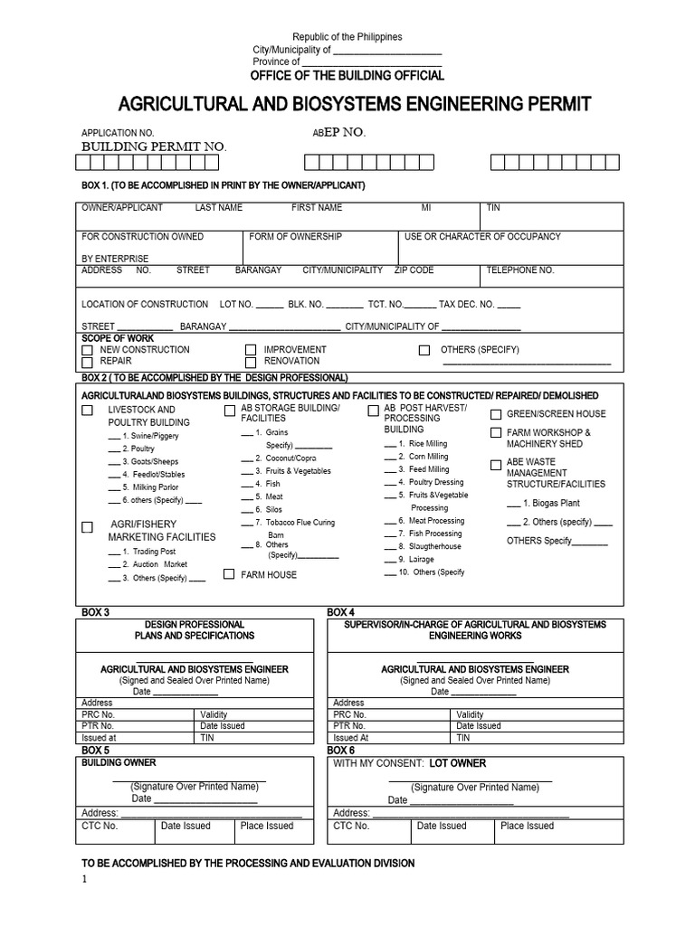 Agricultural and Biosystems Engineering Permit | PDF | Agriculture ...
