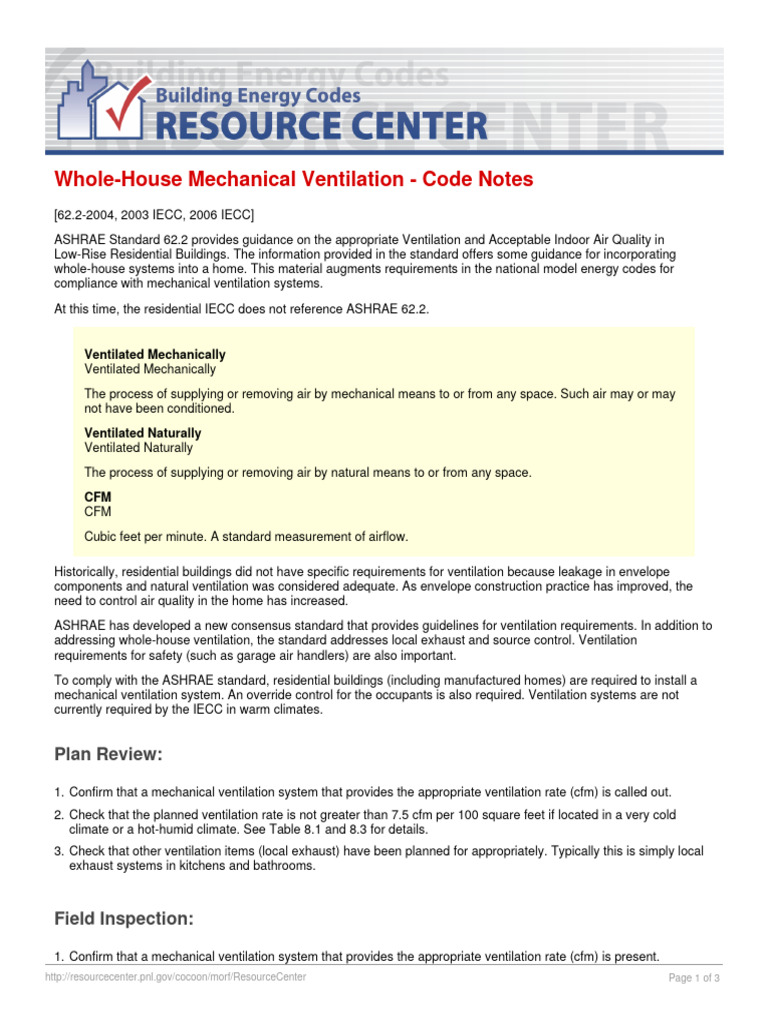 ASHRAE Ventilation and Acceptable Indoor Air Quality in Low-Rise ...