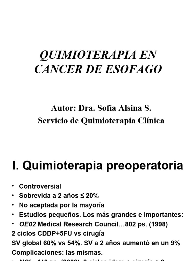 Quimioterapia en Cáncer de Esófago | PDF | Quimioterapia | Tratamientos ...