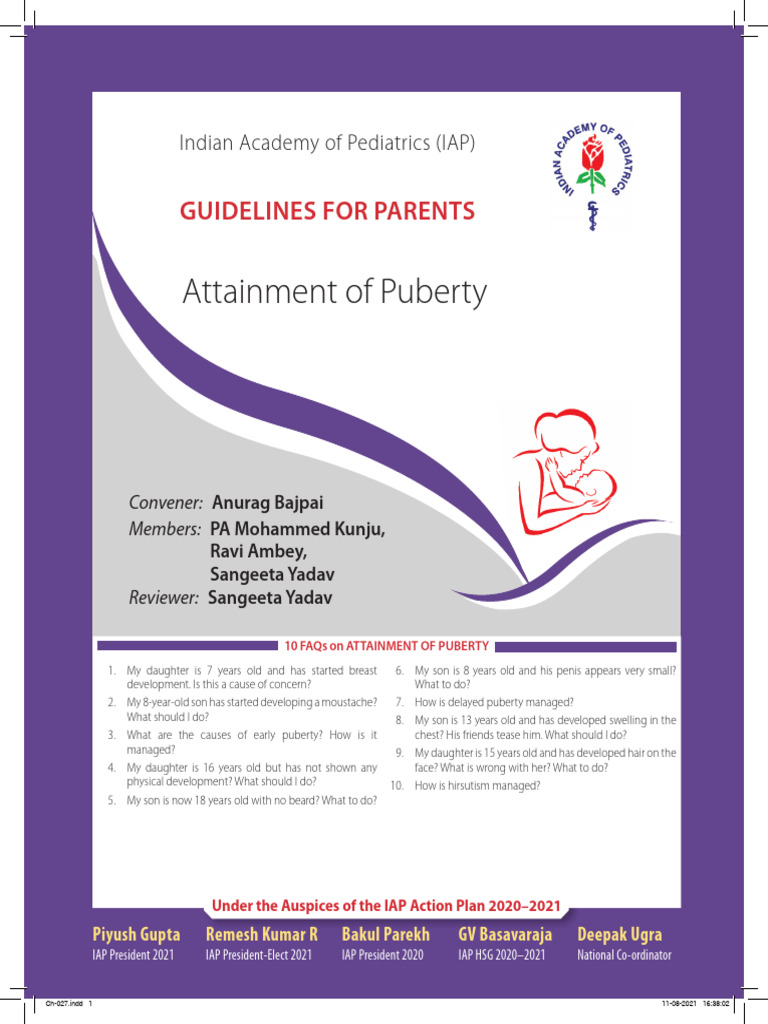 Puberty FAQs for Parents: IAP Guidelines | PDF | Puberty | Polycystic ...