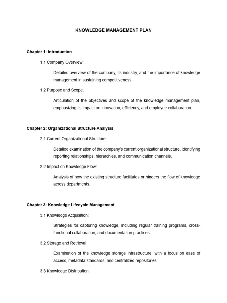 Guidelines For KNOWLEDGE MANAGEMENT PLAN | PDF | Knowledge Management ...