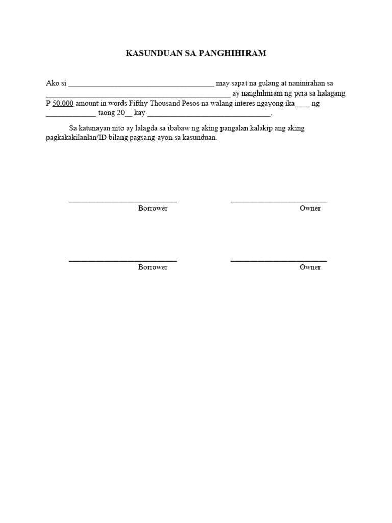 Kasunduan Sa Panghihiram | PDF
