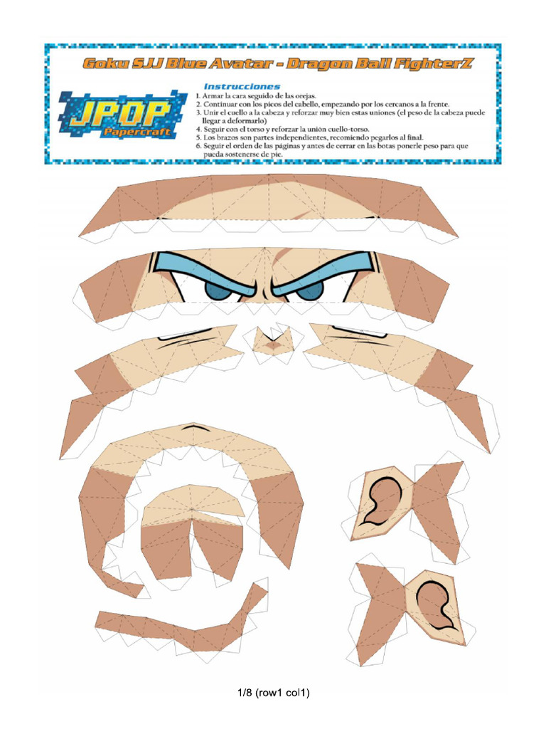 Goku SSJ Blue Avatar - Dragon Ball FighterZ - Papercraft (Con Lineas ...