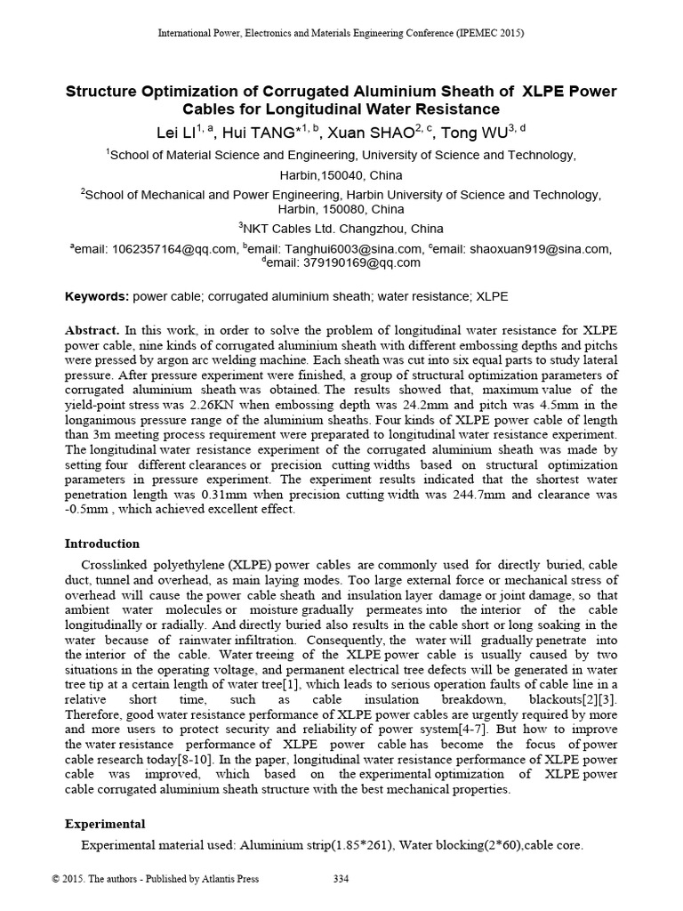Lei LI, Hui TANG, Xuan SHAO, Tong WU | PDF | Electrical Resistance And Conductance | Yield ...