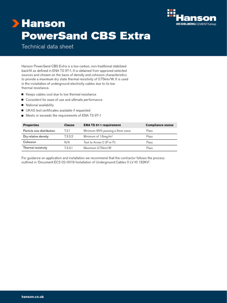 Hanson Powersand Cbs Extra Technical Data Sheet | PDF