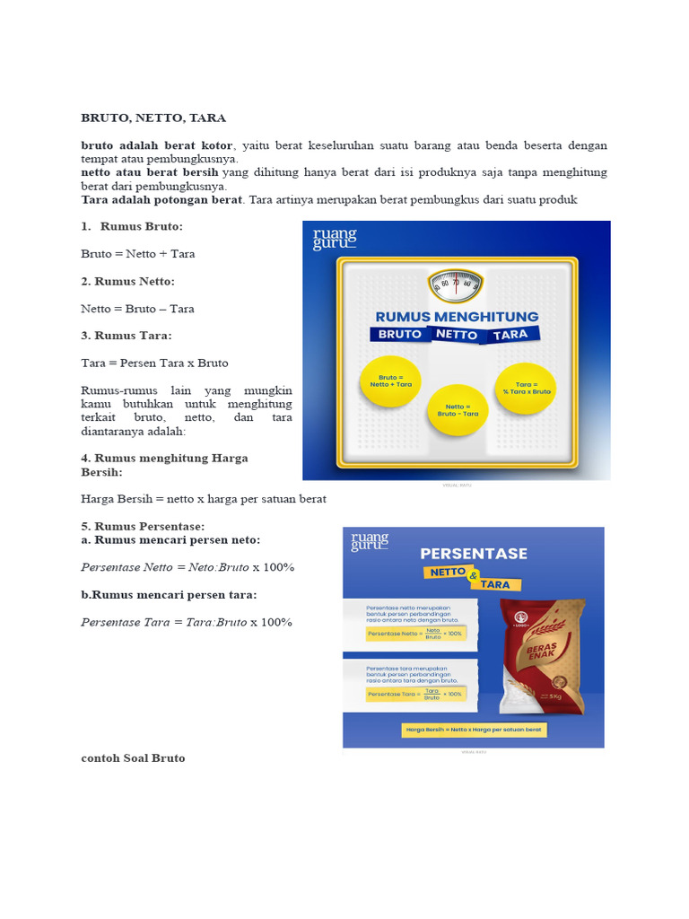 Rumus Bruto, Netto, dan Tara | PDF