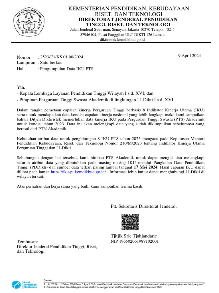 Pengumpulan Data IKU PTS 2023 | PDF | Komputer
