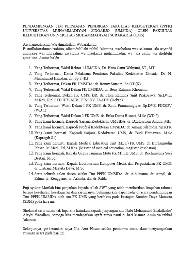 Text MC Acara Pendampingan SDM | PDF