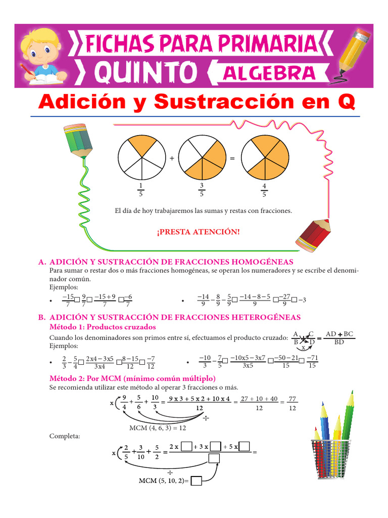 Ejemplos de Adición de Fracciones | PDF | Sustracción | Matemática ...