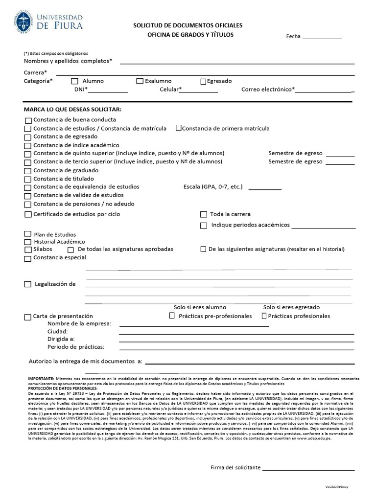 Ficha Única de Solicitud de Documentos Oficiales | PDF | Documento de ...