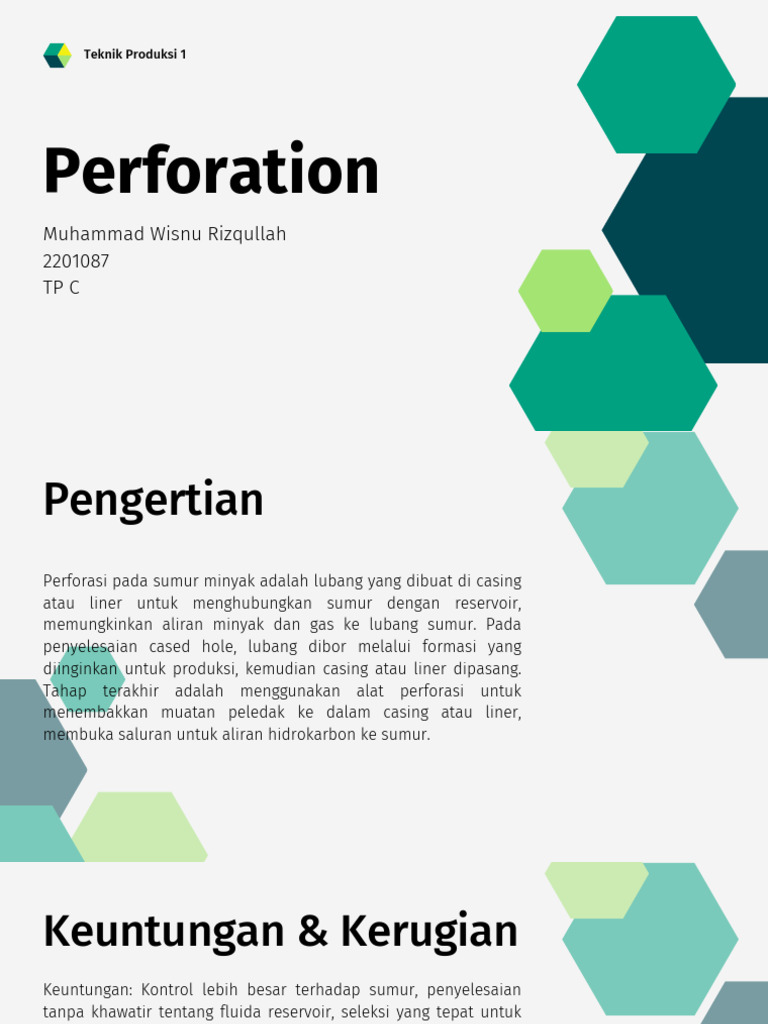 M Wisnu R - 2201087 - Teknik Produksi 1 - PPT Perforation | PDF | Teknologi & Rekayasa