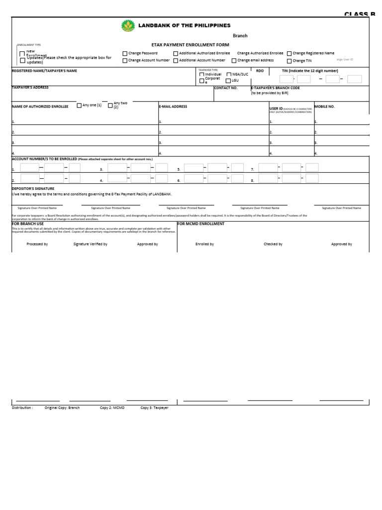 New Etps Enrollment Forms | PDF | Payments | Password