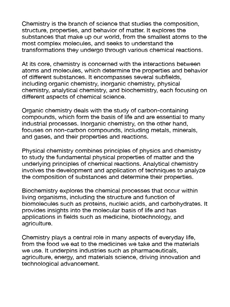 Chemistry | PDF | Chemistry | Chemical Substances