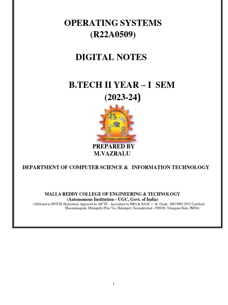 Csit r22 Operating Systems | PDF | Operating System | Process (Computing)