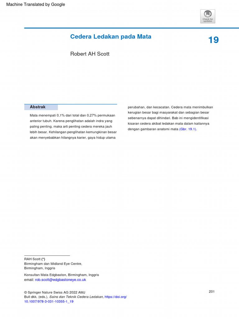 Cedera Ledakan Pada Mata: Robert AH Scott | PDF