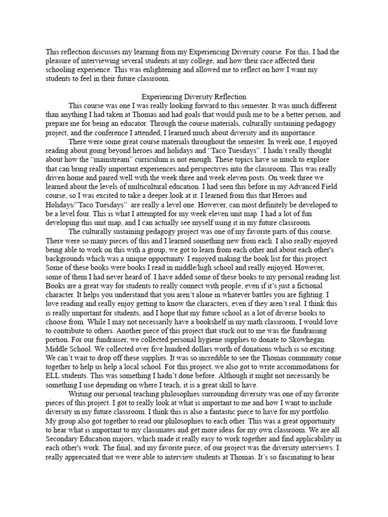 Standard 2-Course Reflection | PDF | Pedagogy | Teachers