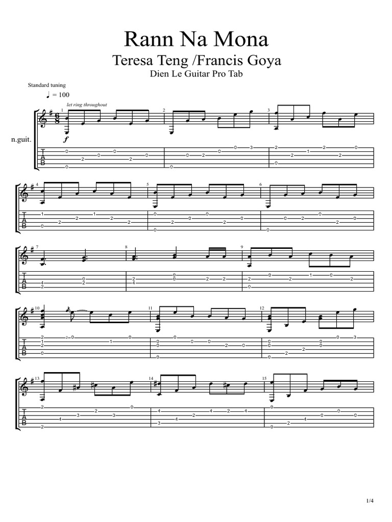 Rann Na Mona - Guitar Tabs | PDF | Guitar Family Instruments | Irish Musical Instruments