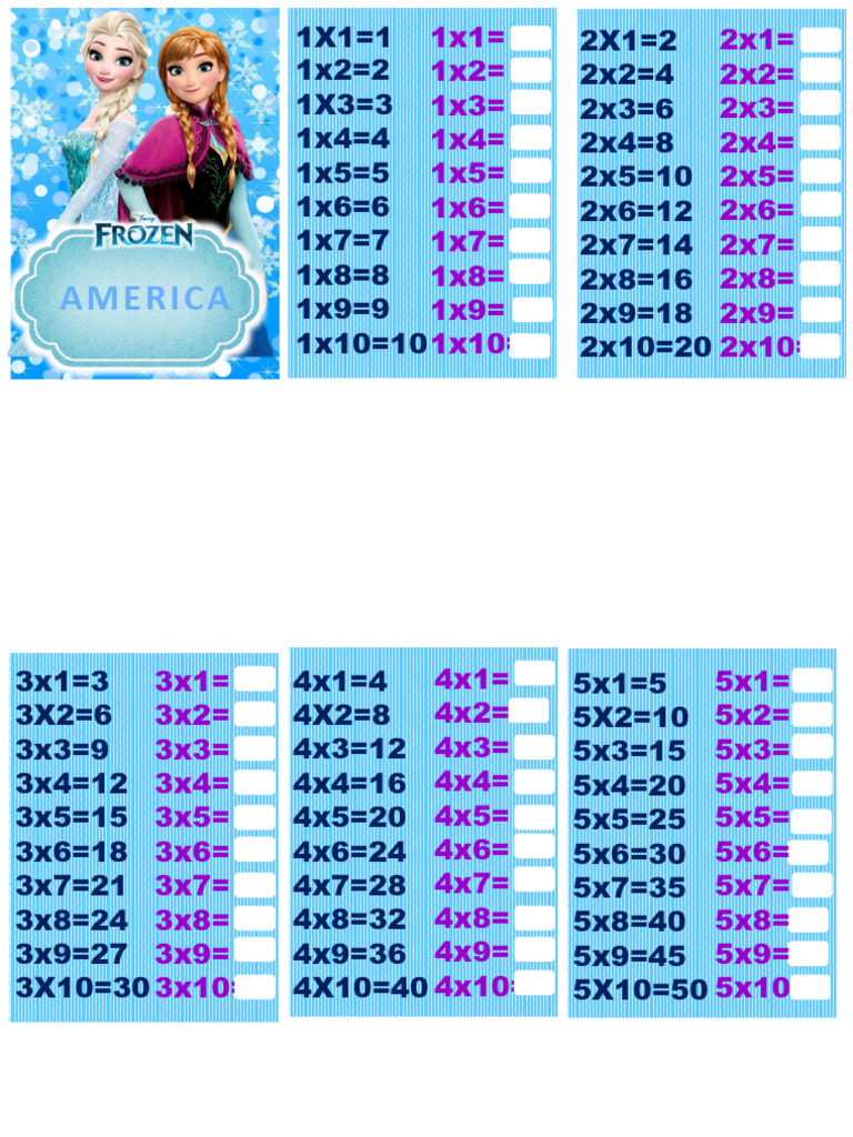 Tablas de Multiplicar Frozen | PDF