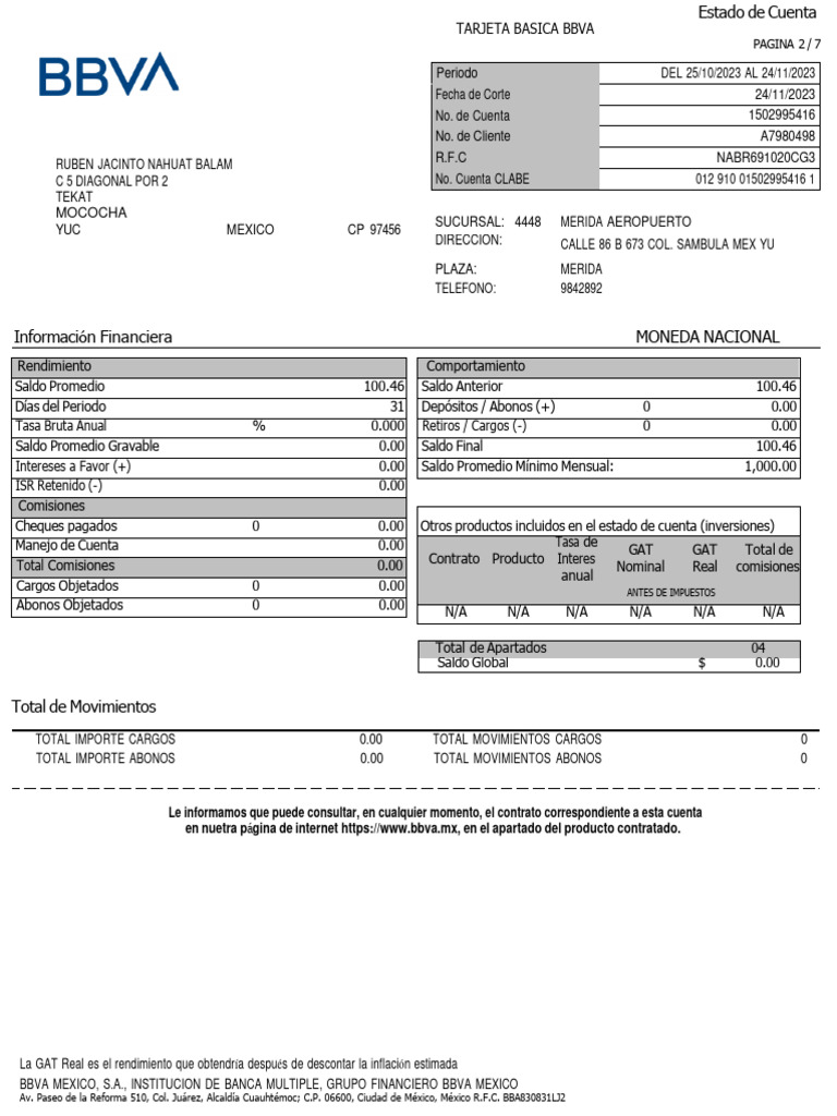 Estado de Cuenta Bbva Ruben | PDF | Interés | Economía política
