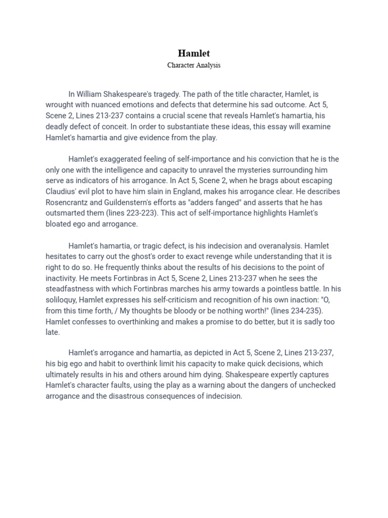 Analyzing Hamlet's Character | PDF | Classics