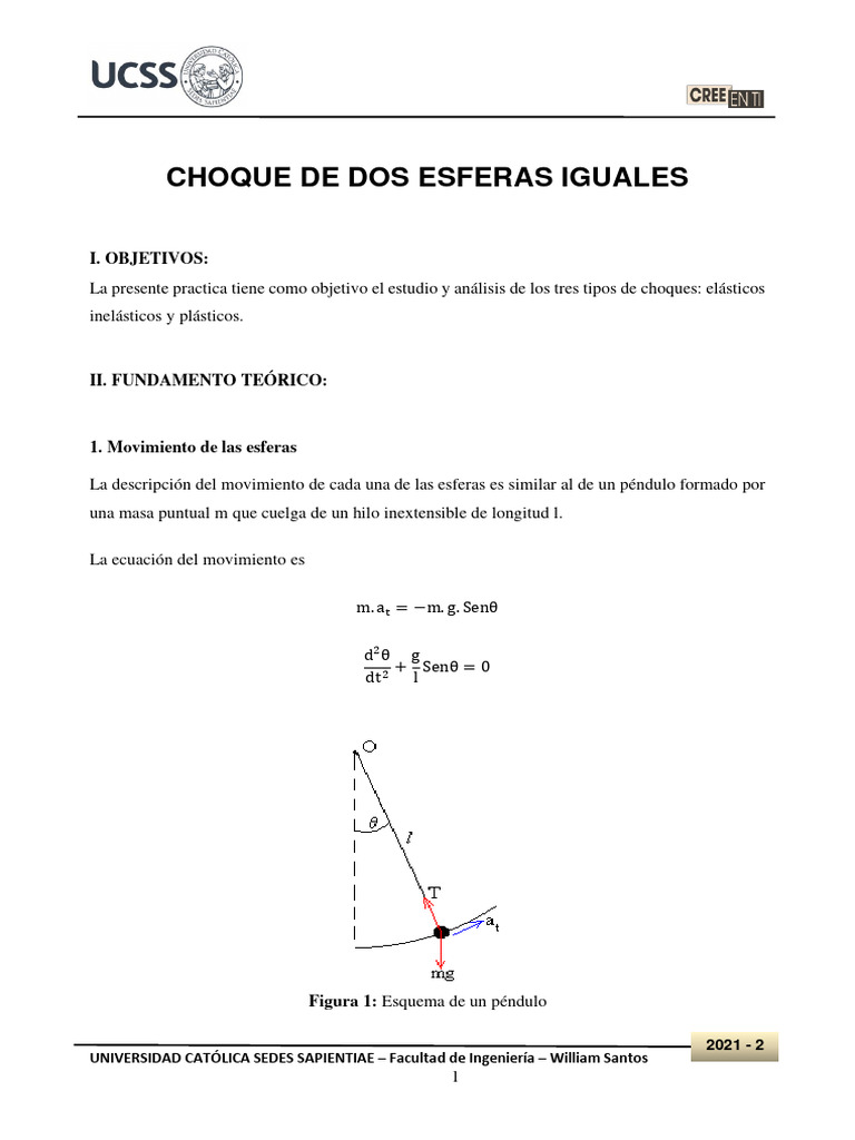 LAB. N°1 (Choque de Dos Esferas Iguales) | PDF | Péndulo | Movimiento ...