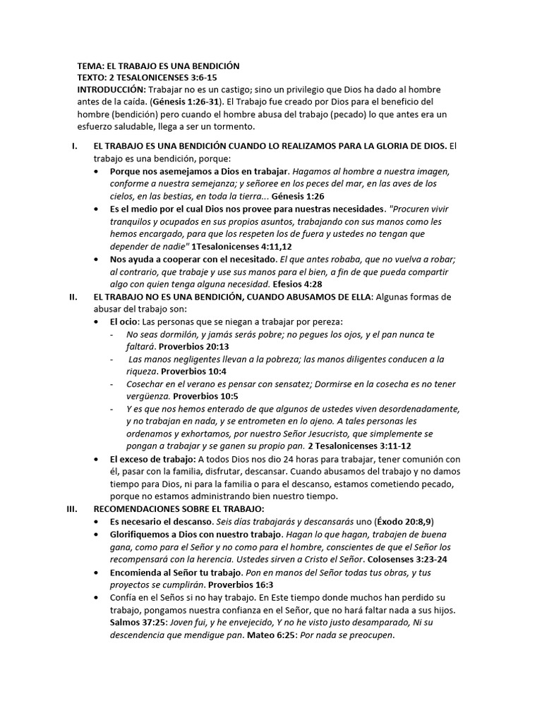 Bosquejo Trabajo | PDF | Creencia religiosa y doctrina