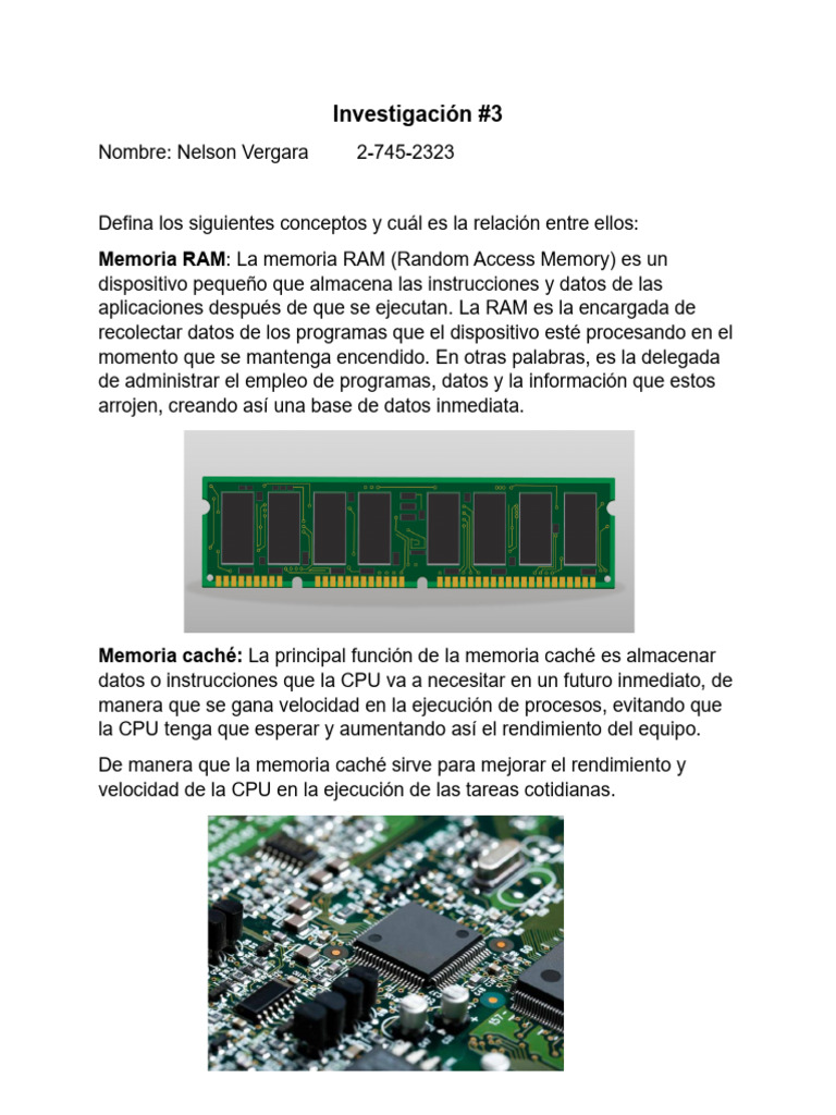 Relación RAM, Caché, MMU y Memoria Virtual | PDF