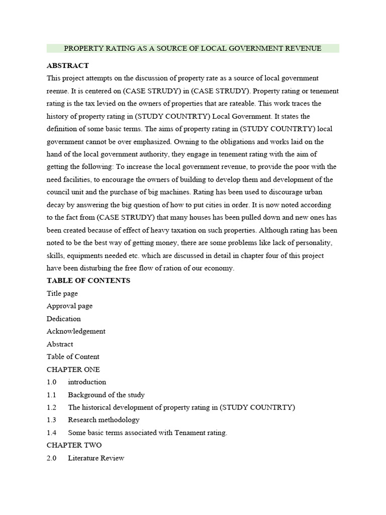 Property Rating As A Source of Local Government Revenue | PDF | Taxes ...